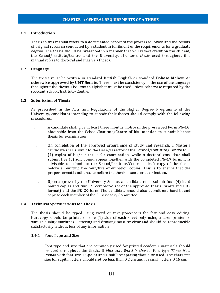 Fillable Online inos umt edu CHAPTER 1: GENERAL REQUIREMENTS OF A ...
