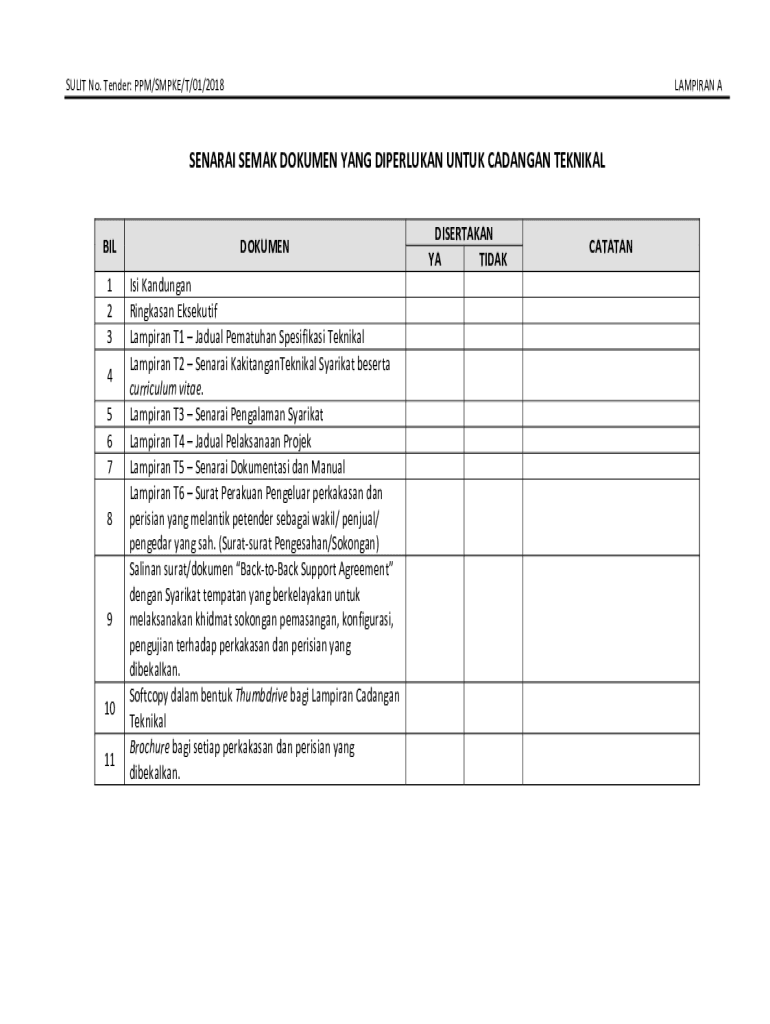 Fillable Online DOKUMEN TENDER - Sistem Tender Online Selangor Fax ...