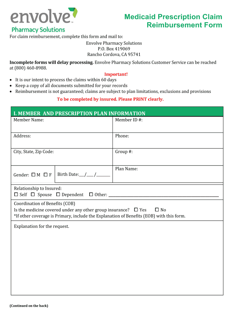Envolve Pharmacy Solutions Rancho Cordova - Fill Online, Printable ...