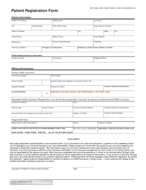 Fillable Online EAR, NOSE, AND THROAT FAMILY CLINIC OF WISCONSIN, S Fax ...