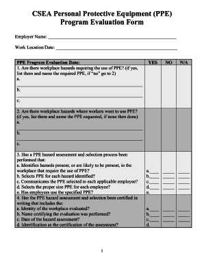 Fillable Online (PPE) Program Evaluation Form - CSEA Fax Email Print ...