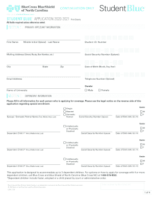 Fillable Online studentaffairs duke 2020-2021 Duke Student Blue Continuation Application Fax ...