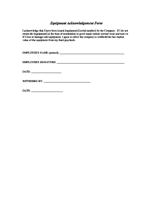 Fillable Online Equipment Acknowledgement Form Fax Email Print - pdfFiller