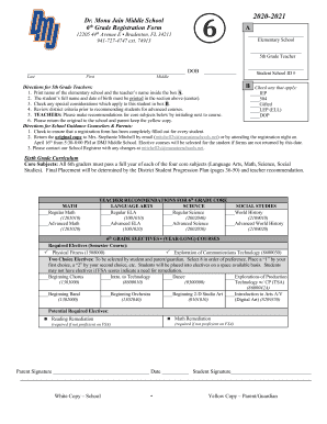 Fillable Online DMJMS-6th Grade Elective Choice Form - FINAL 20-21 Fax Email Print - pdfFiller