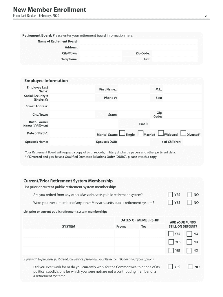 Fillable Online PDF New Member Enrollment Form - Essex Regional ...