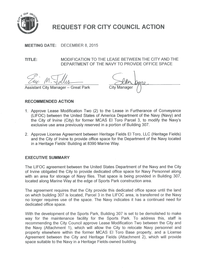 Fillable Online MODIFICATION TO THE LEASE BETWEEN THE CITY AND THE Fax ...