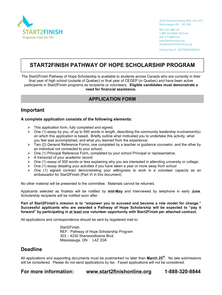 Fillable Online 2019 Revised Application Form - S2F Pathway of Hope ...