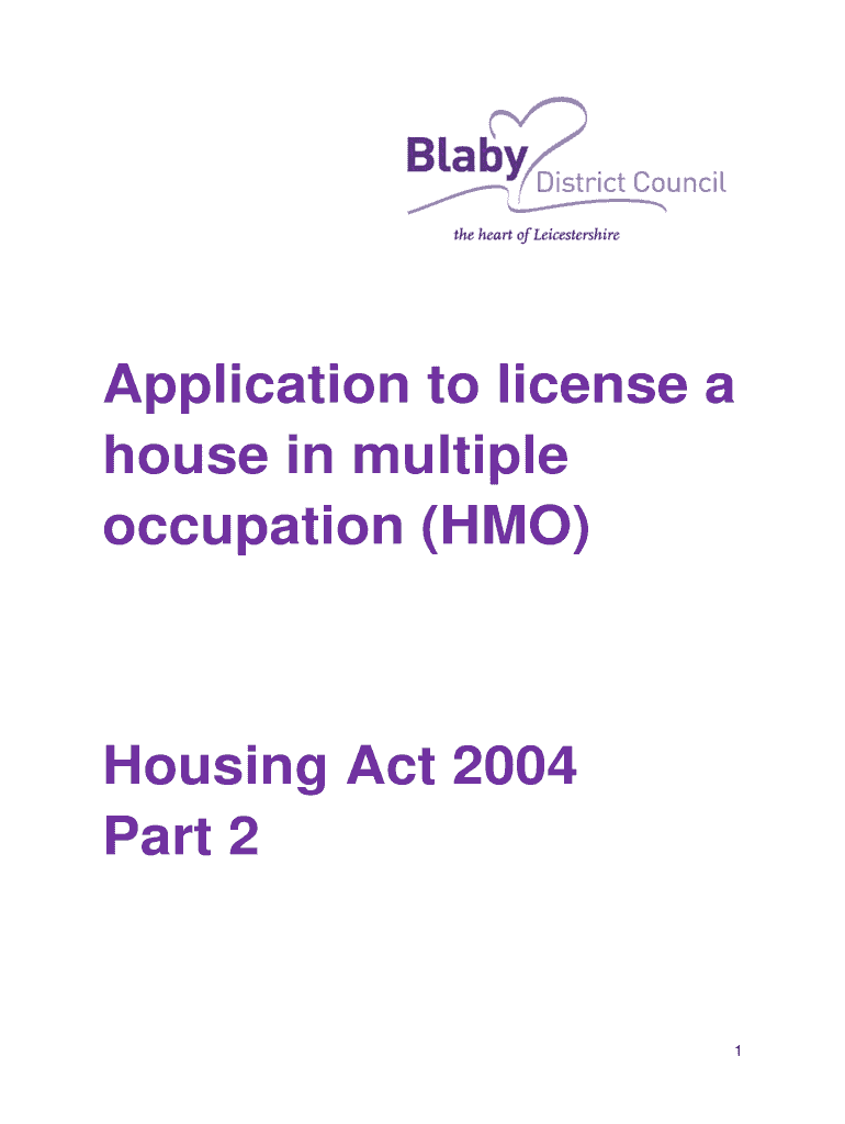 Fillable Online HMO Licence Application Form 2019 - Blaby District ...