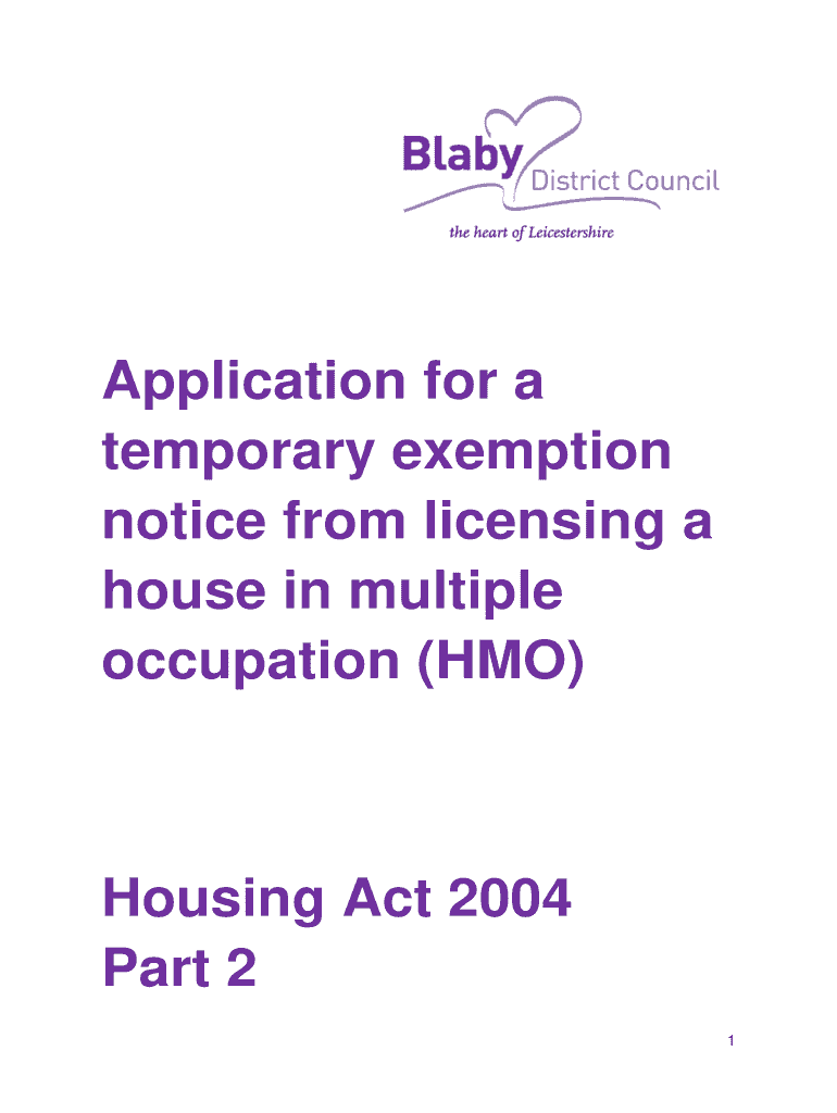 Fillable Online Application for a Temporary Exemption to licence for a ... Fax Email Print ...