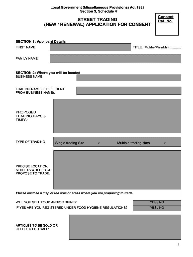 Fillable Online Street Trading Application Form - Blaby District ...