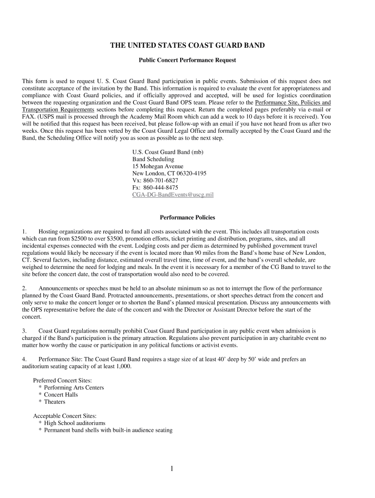 Fillable Online USCG Band Contact - United States Coast Guard Fax Email ...