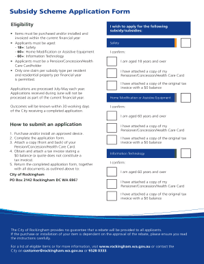 Fillable Online Subsidy Scheme Application Form Fax Email Print - pdfFiller