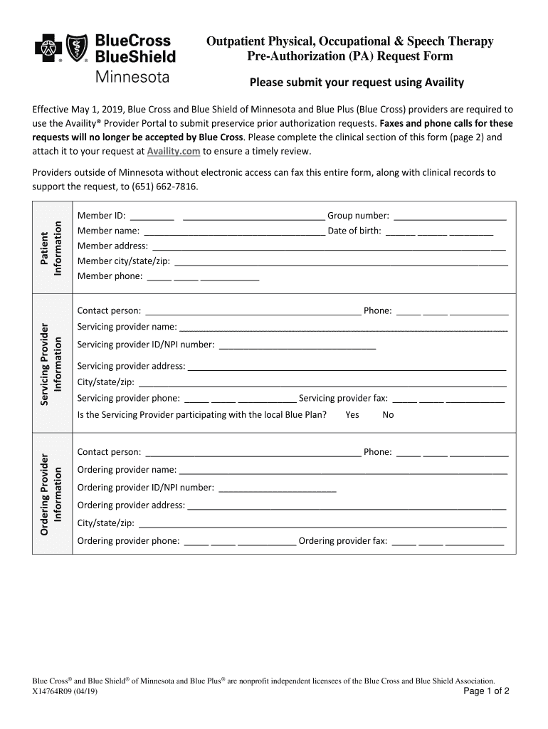 Fillable Online Please submit your request using Availity Fax Email ...