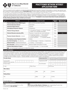 Fillable Online providers bcbsal Network Interest Form - provider.bcbsal.org - Blue Cross and ...