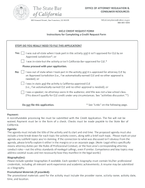 Fillable Online MCLE Credit Request Form. MCLE Credit Request Form Fax ...