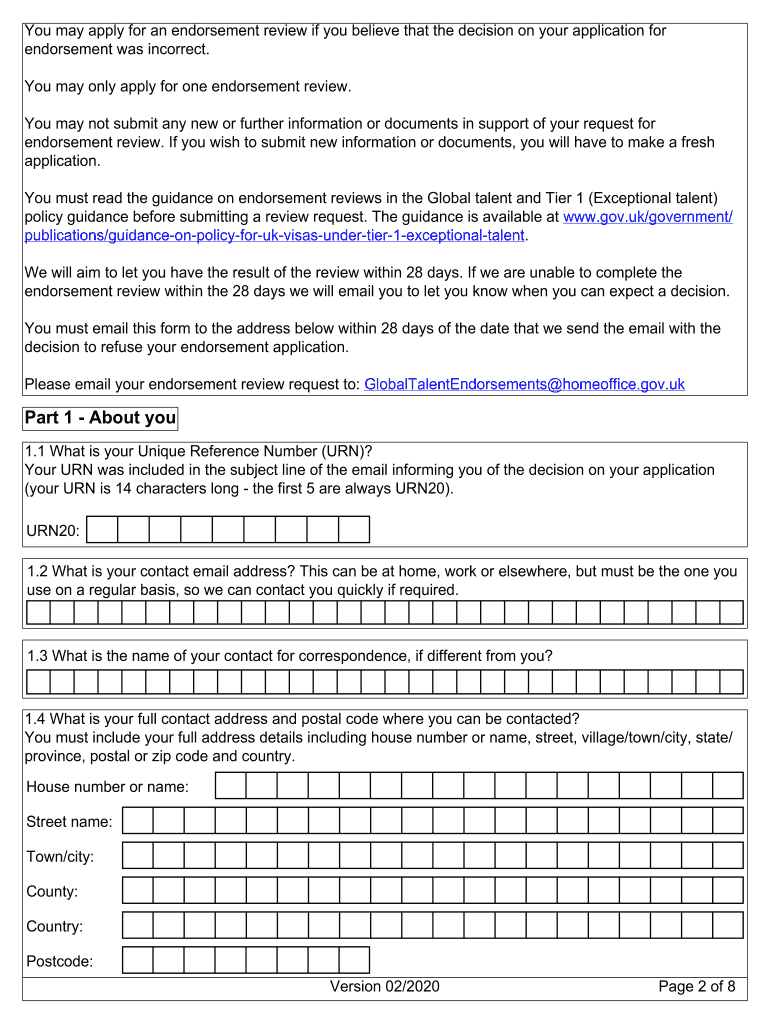 Fillable Online Global talent and Tier 1 (Exceptional talent): Fax ...
