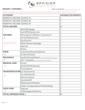 Fillable Online Budget Worksheet.docx Fax Email Print - pdfFiller