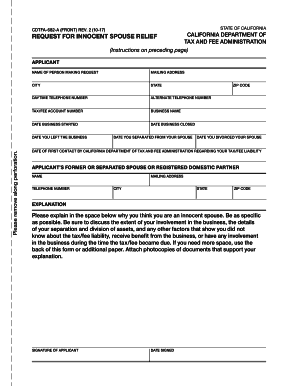 Fillable Online Innocent Spouse Relief for individuals that were ...