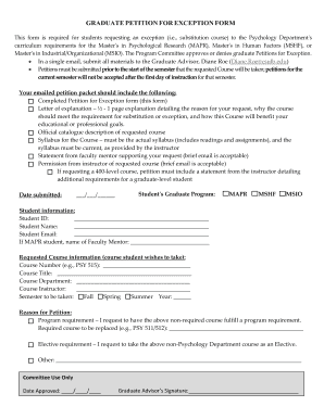 Fillable Online MAPR GRADUATE PETITION FOR EXCEPTION FORM.docx Fax ...