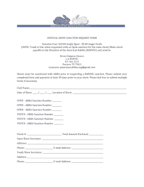 Fillable Online OFFICIAL SHOW SANCTION REQUEST FORM Fax Email Print ...