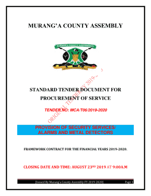 Fillable Online STANDARD TENDER DOCUMENT FOR PROCUREMENT OF SERVICE Fax ...