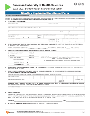 Fillable Online Monthly Dependent Enrollment Form Fax Email Print ...