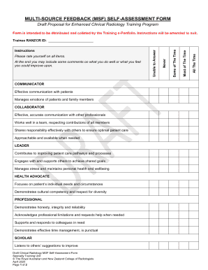 Fillable Online MULTI-SOURCE FEEDBACK (MSF) SELF-ASSESSMENT FORM Fax ...