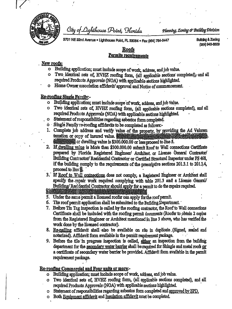 Fillable Online Roof Permit Requirements. Roof Permit Requirements Fax ...