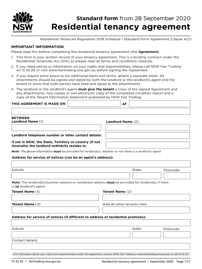 AU NSW Residential Tenancy Agreement 2020 2022 Fill And Sign 