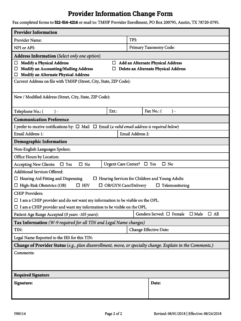Fillable Online TMHP / provider-information-change-form-tmhp.pdf ...