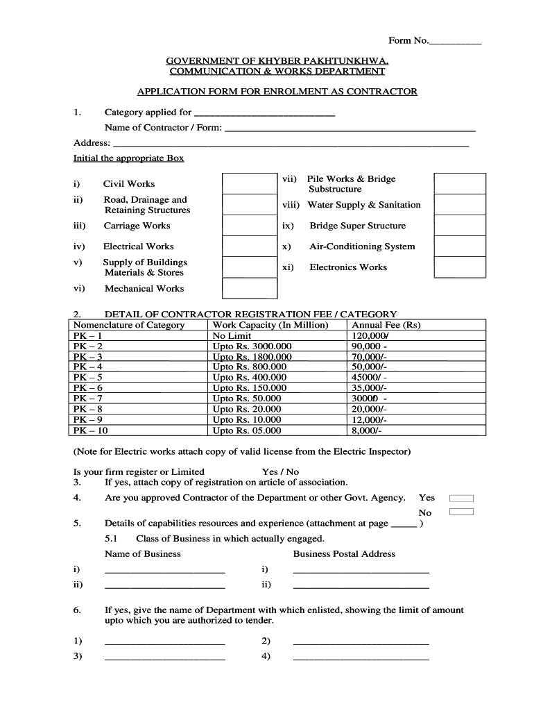 Fillable Online cwd gkp Form No. GOVERNMENT OF KHYBER PAKHTUNKHWA ...