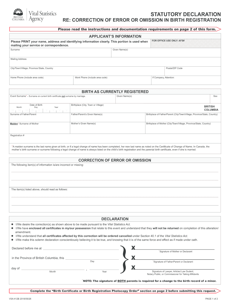 Fillable Online Get the birth registration number omission form ...