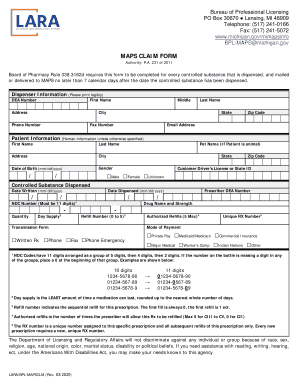 Fillable Online origin-sl michigan MAPS CLAIM FORM / / / / / / - - Fax ...