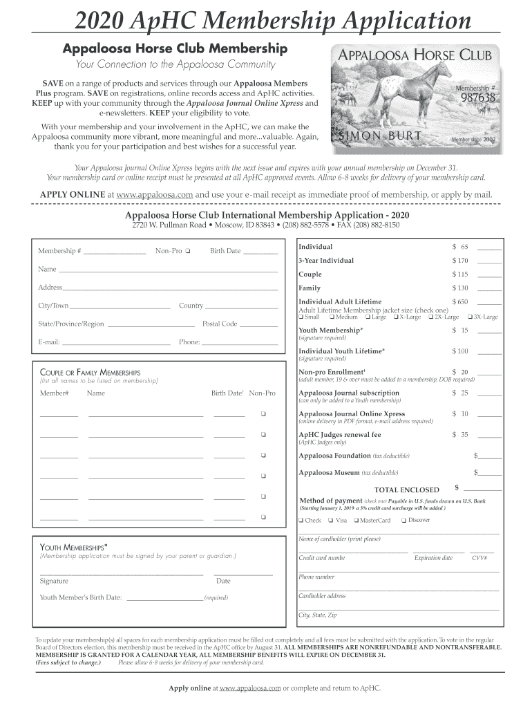 Fillable Online ApHC Membership - Appaloosa Horse Club Fax Email Print - pdfFiller