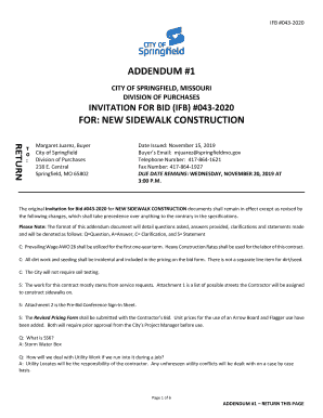 Fillable Online ADDENDUM #1 FOR: NEW SIDEWALK CONSTRUCTION Fax Email ...