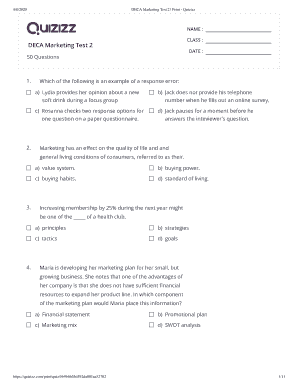 Fillable Online DECA Marketing Test 2 Print - Quizizz Fax Email Print ...