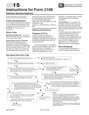 Fillable Online 2015 Instructions for Form 2106. Instructions for Form ...