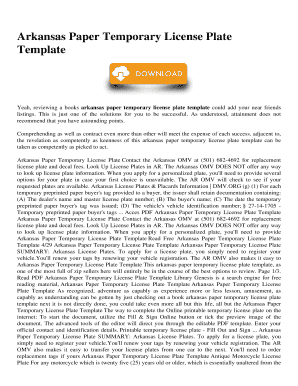Fillable Online Arkansas Paper Temporary License Plate Template Fax ...