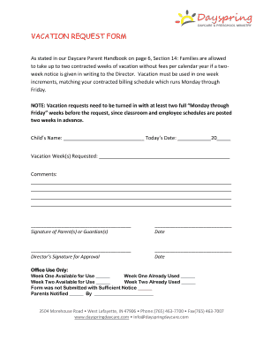 Daycare Vacation Letter To Parents Sample - Fill Online, Printable ...