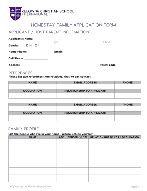 Fillable Online ISHP Host Family Application and Picture Form - Elgin ...
