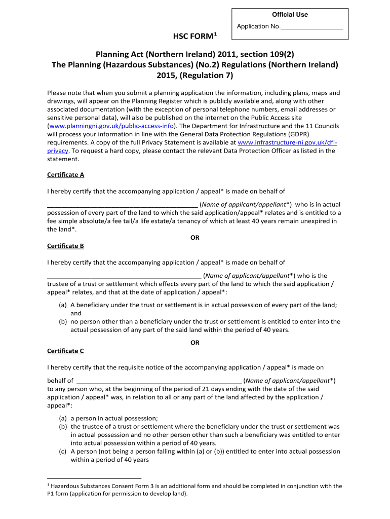 Fillable Online HSC Form - Hazardous Substances - certificate of ...