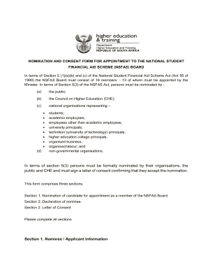 Fillable Online NSFAS Board Consent Form - Department of Higher ... Fax ...