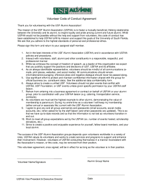 Fillable Online Volunteer Code of Conduct Agreement Fax Email Print ...