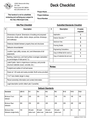 Fillable Online Deck Checklist Fax Email Print - pdfFiller
