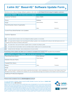Fillable Online t:slim X2 Basal-IQ Software Update Form Fax Email Print ...