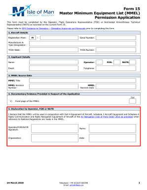 Fillable Online Form 15 Master Minimum Equipment List (MMEL) - Isle of ...