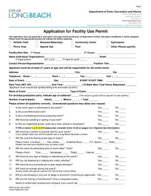 Fillable Online Application for Facility Use Permit form. Fax Email ...