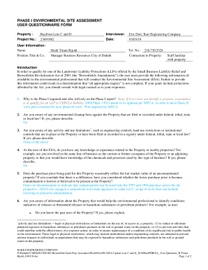 Fillable Online phase i environmental site assessment user ...
