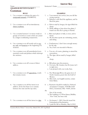 Fillable Online Grammar Review With Answers - Fill Online, Printable ...