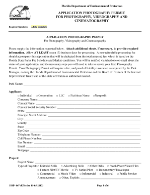 Fillable Online APPLICATION PHOTOGRAPHY PERMIT Fax Email Print - pdfFiller